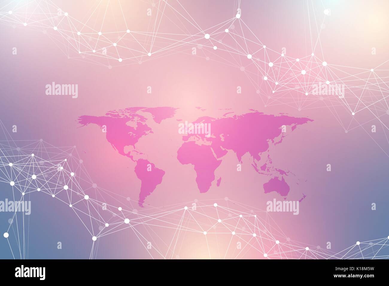 Political World Map with global technology networking concept. Digital ...