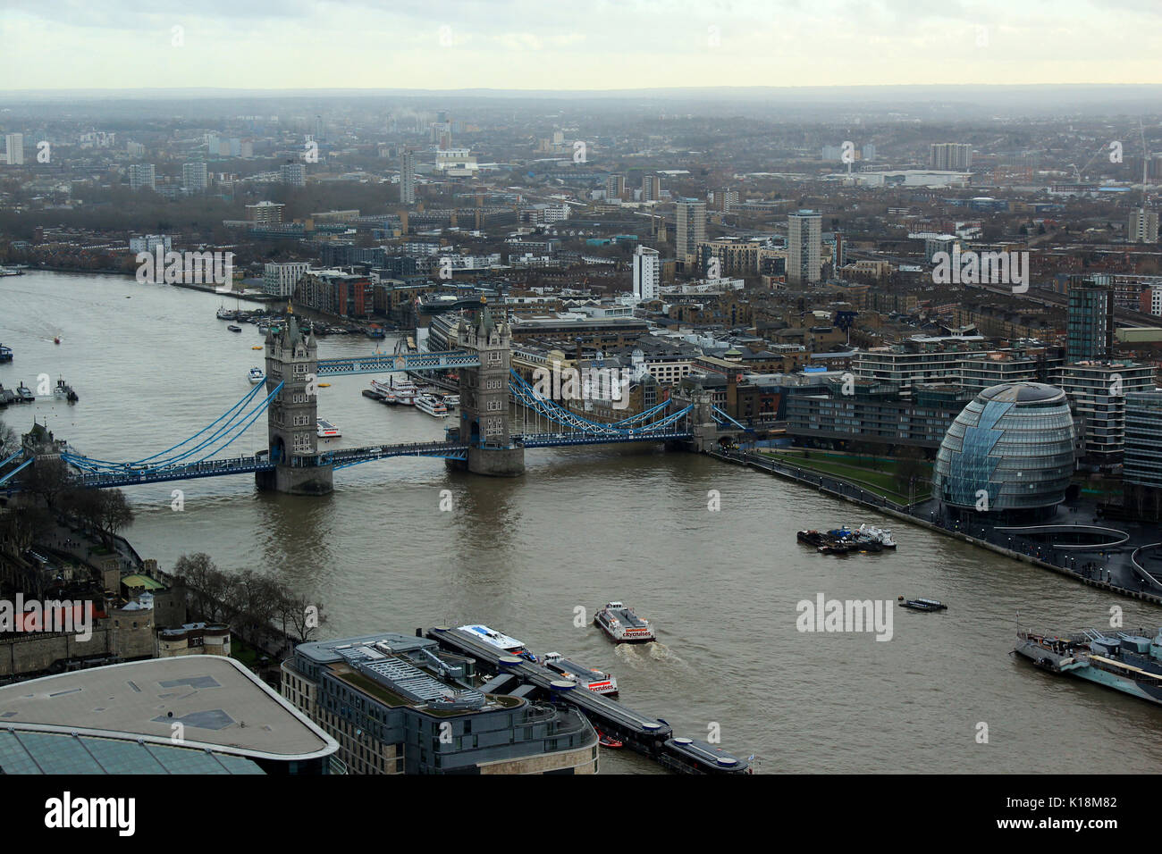 Tower Bridge and river Thames view from Sky Garden Stock Photo - Alamy
