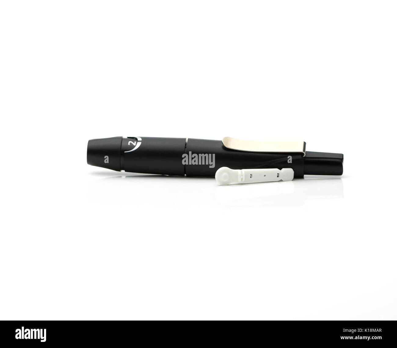 Lancing pen device isolated on white background with copy space Stock ...