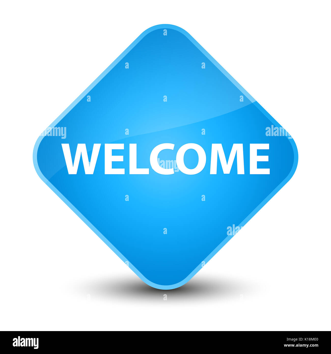Welcome isolated on elegant cyan blue diamond button abstract ...