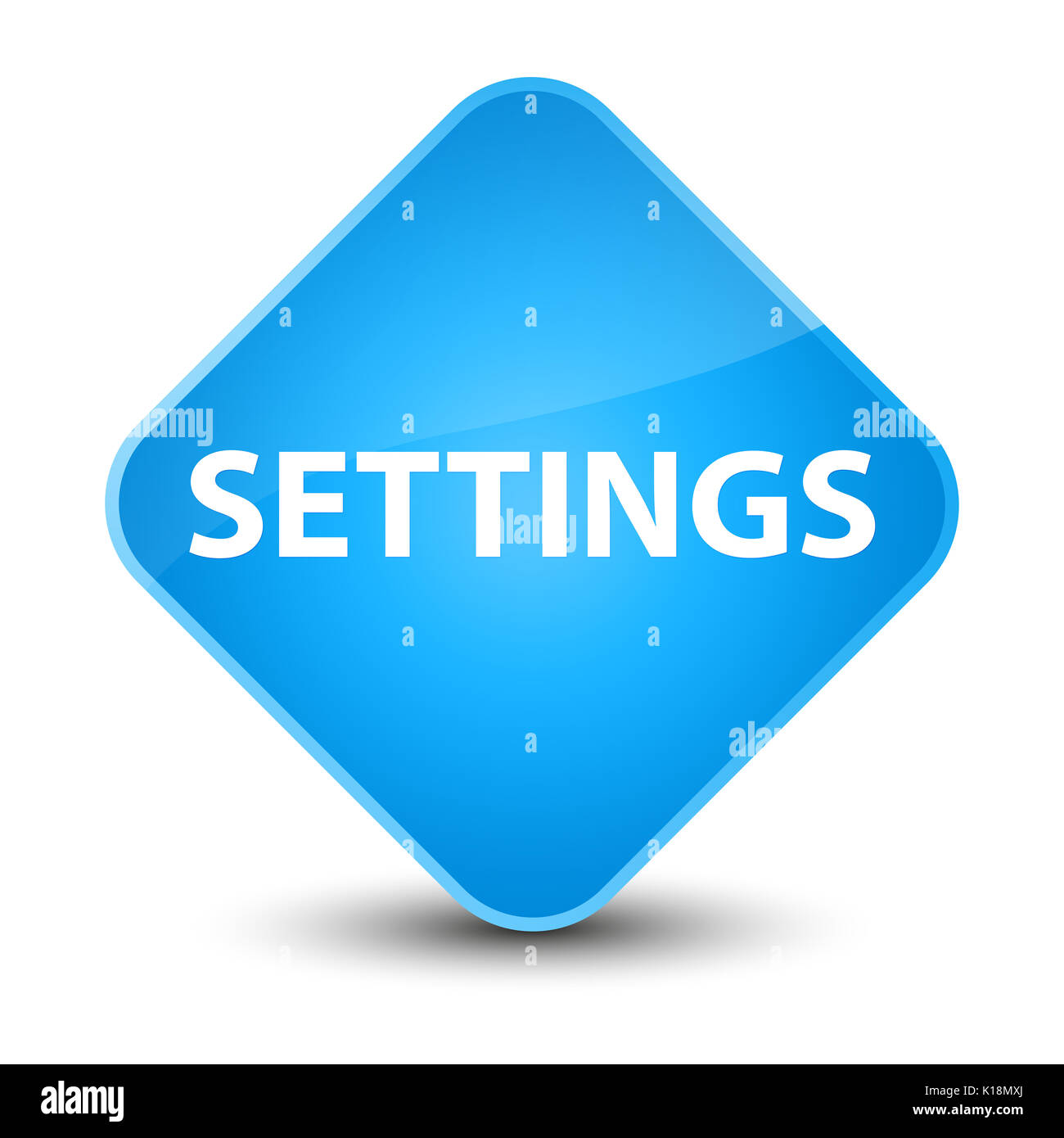 Settings isolated on elegant cyan blue diamond button abstract ...