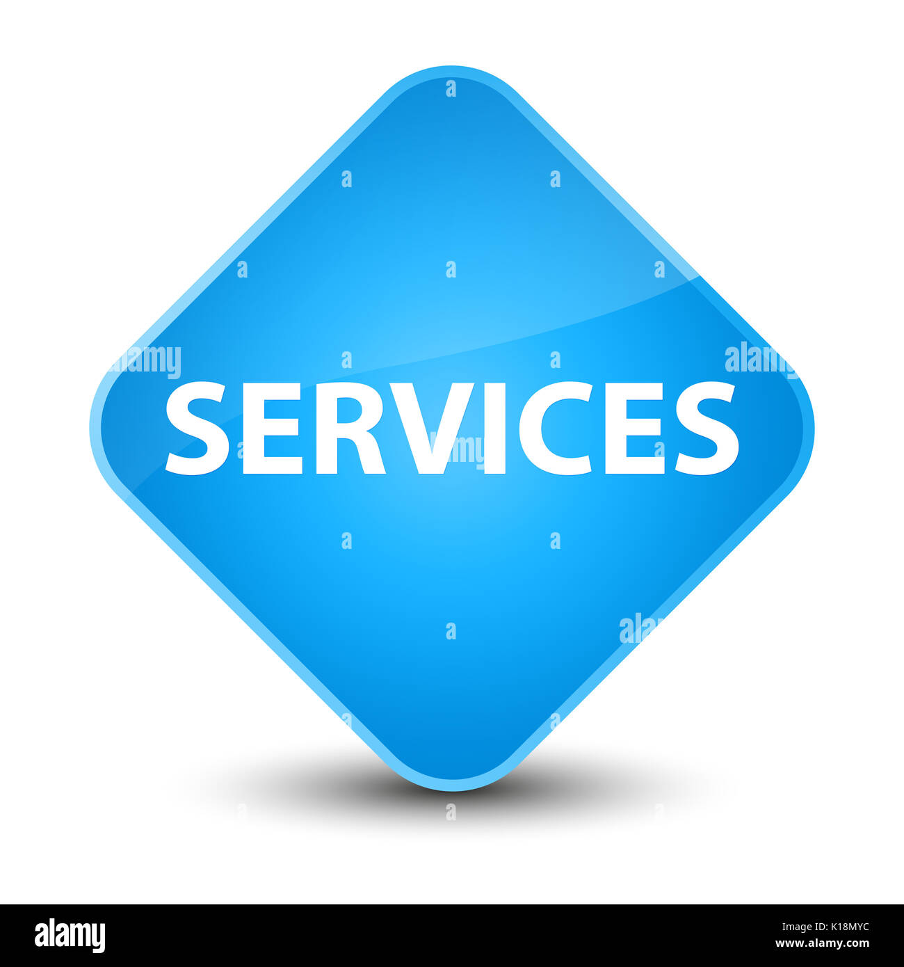 Services isolated on elegant cyan blue diamond button abstract ...