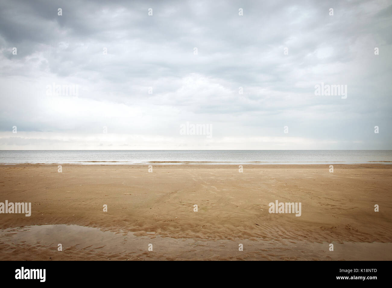 Calm beach landscape in fall in pastel colors. Serene autumn scene ...