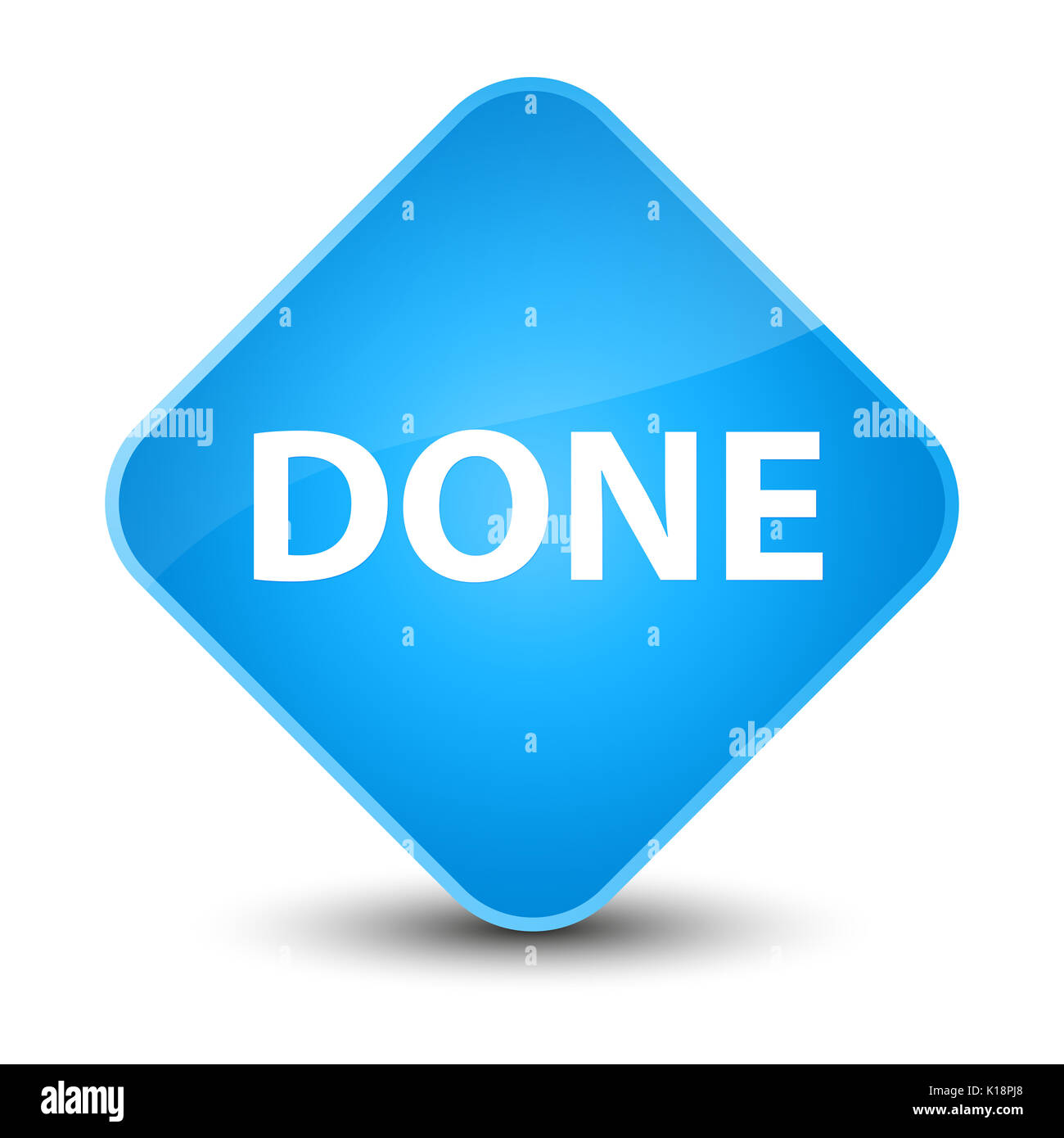 Done isolated on elegant cyan blue diamond button abstract illustration ...