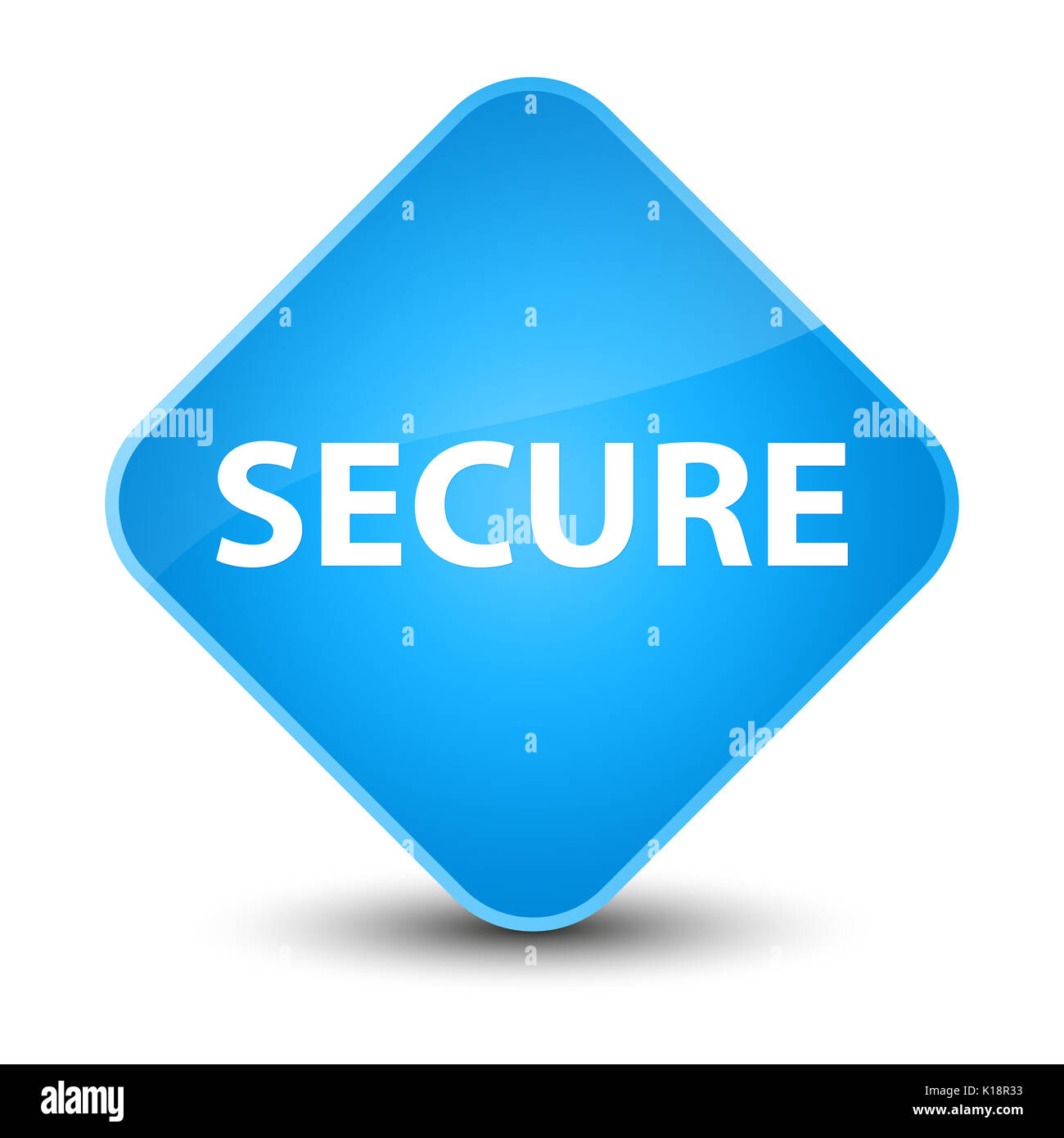 Secure isolated on elegant cyan blue diamond button abstract ...