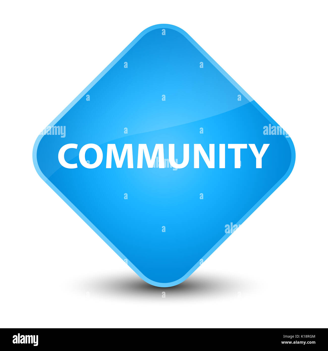 Community isolated on elegant cyan blue diamond button abstract ...