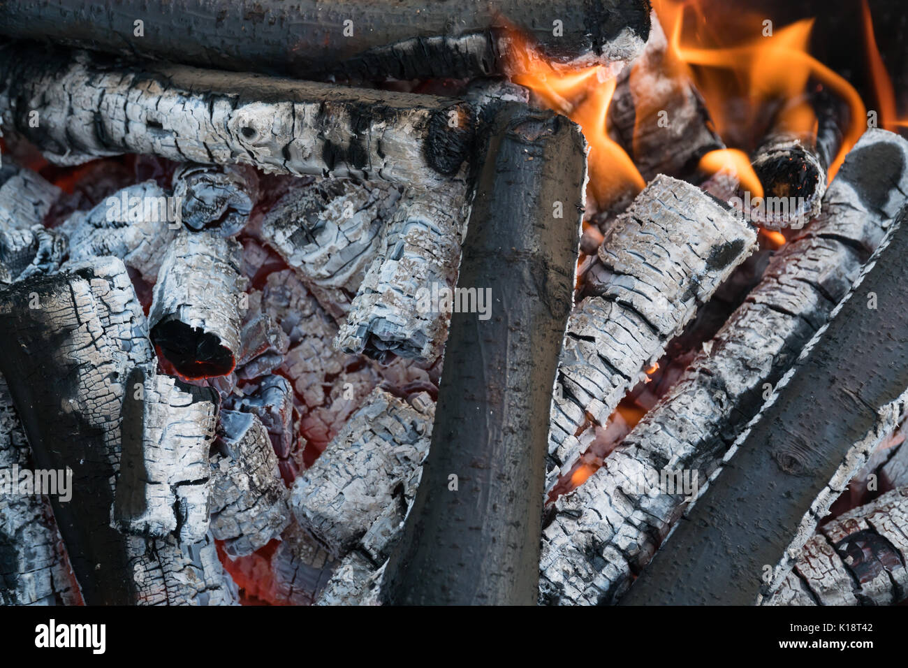 Bonfire in the grill. Preparation of coals Stock Photo - Alamy