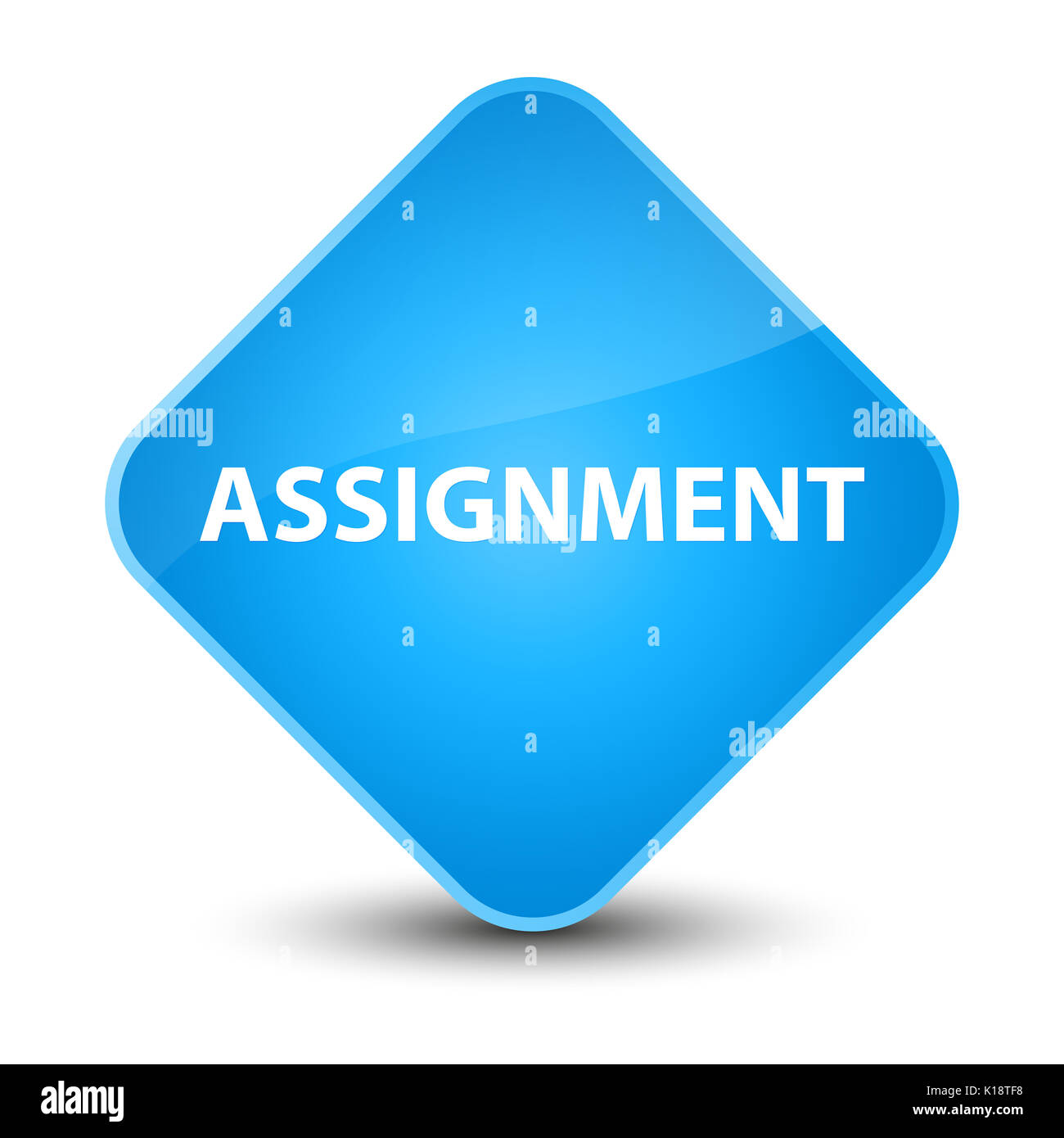 Assignment isolated on elegant cyan blue diamond button abstract ...