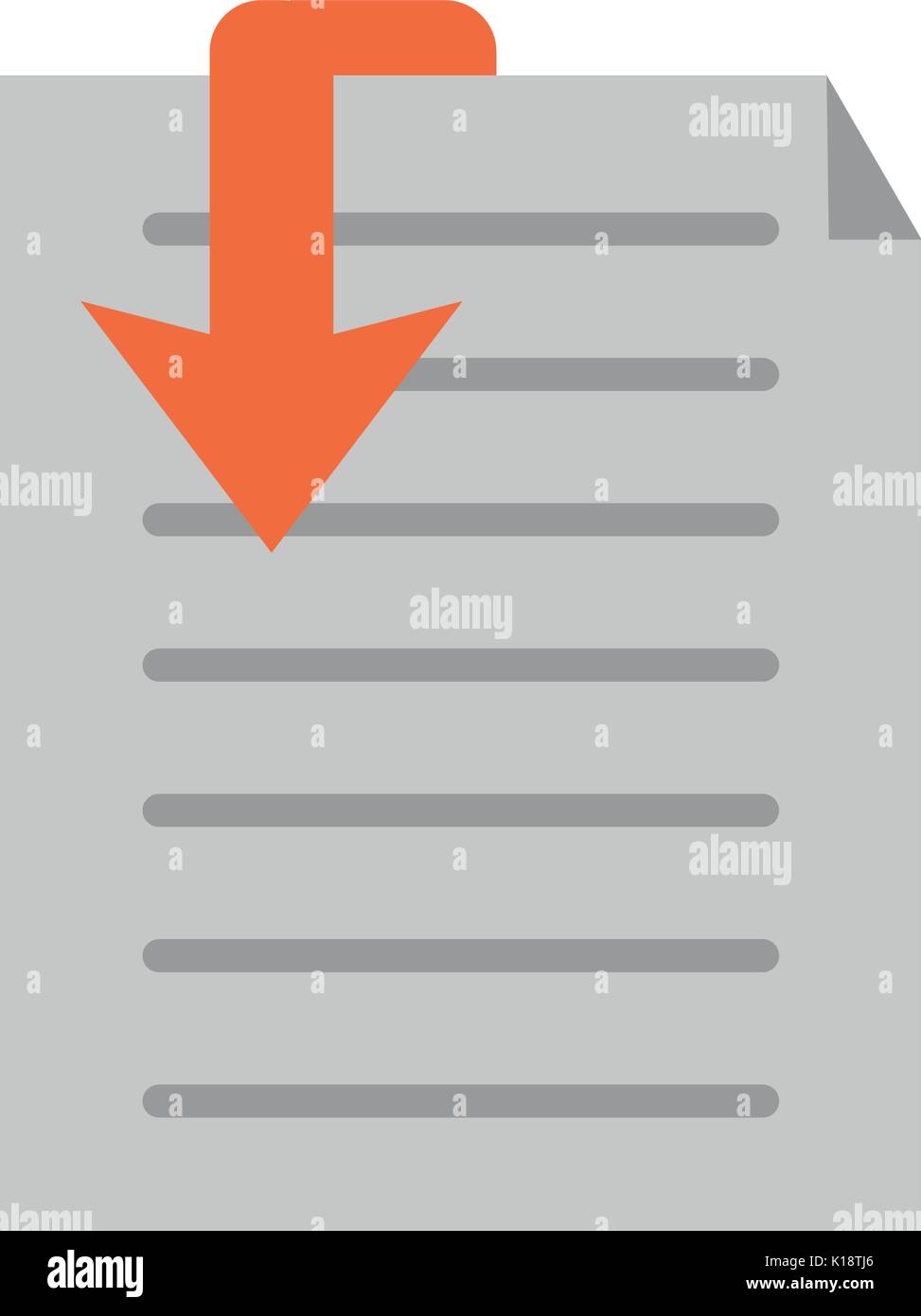 downward arrow with file or text document icon image vector ...