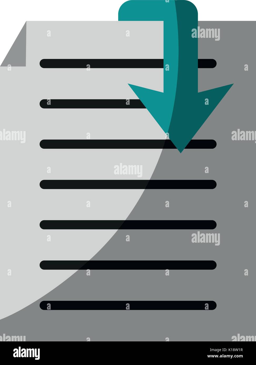 downward arrow with file or text document icon image vector ...
