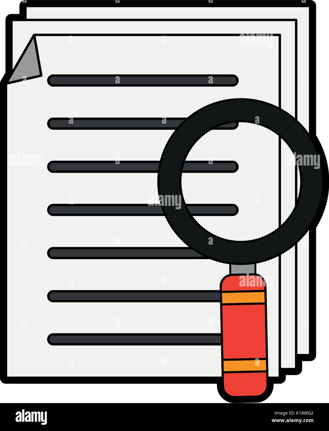 magnifying glass with file or text document icon image vector ...