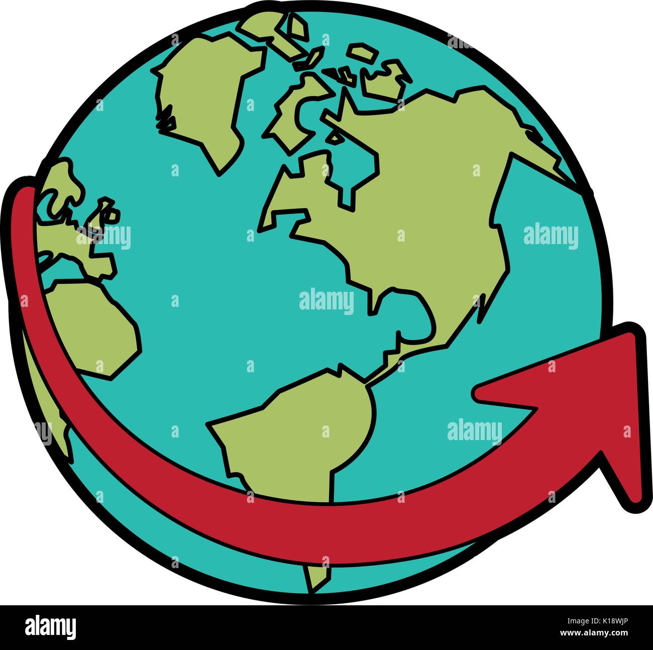 globe and arrow global communications concept icon image vector ...