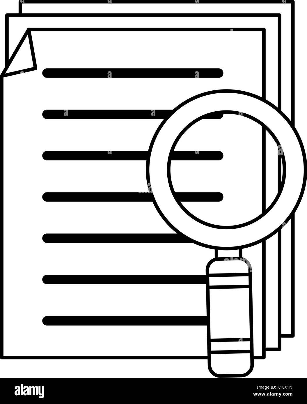 magnifying glass with file or text document icon image vector ...