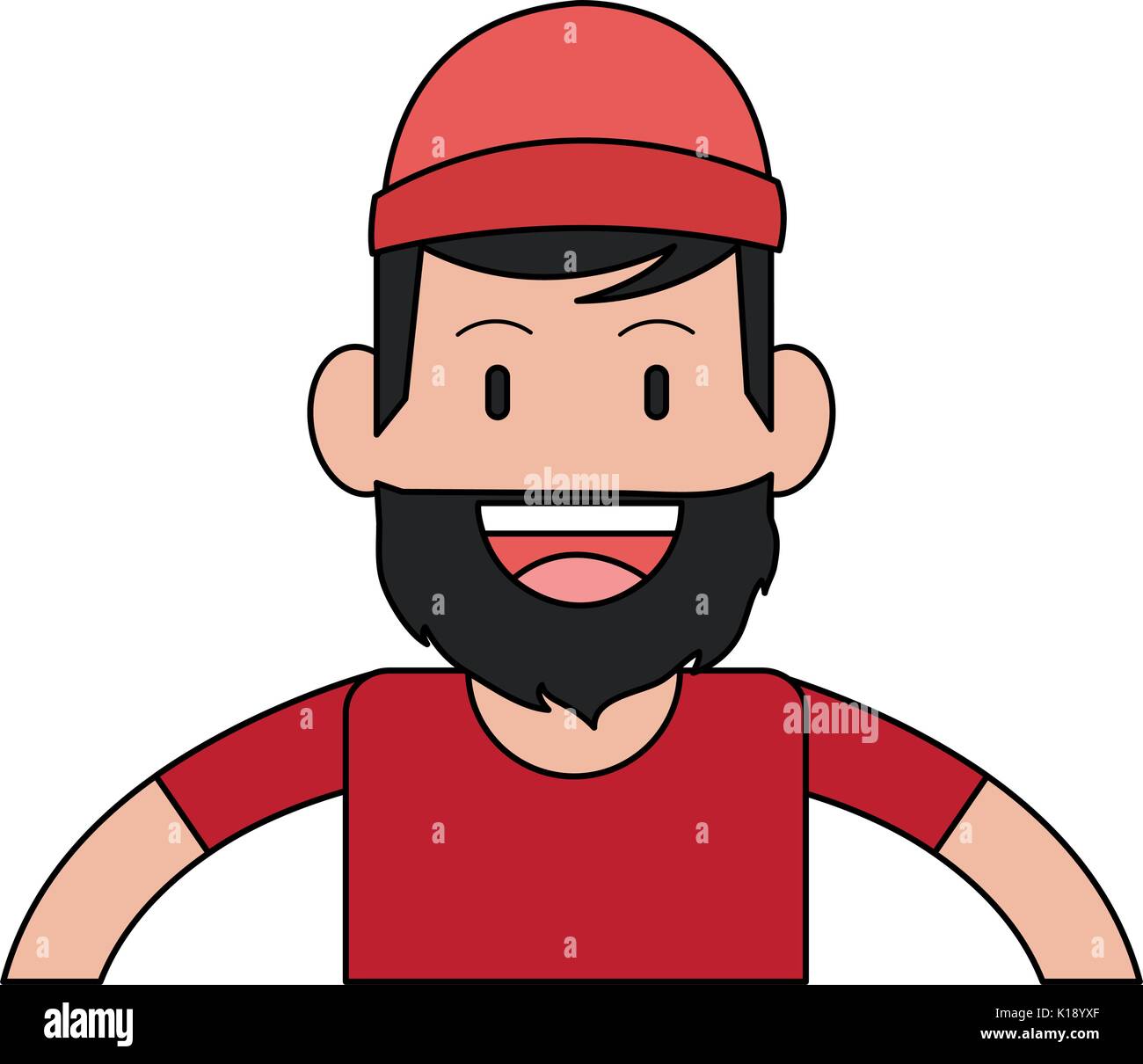 happy smiling man with full beard and mustache icon image vector ...