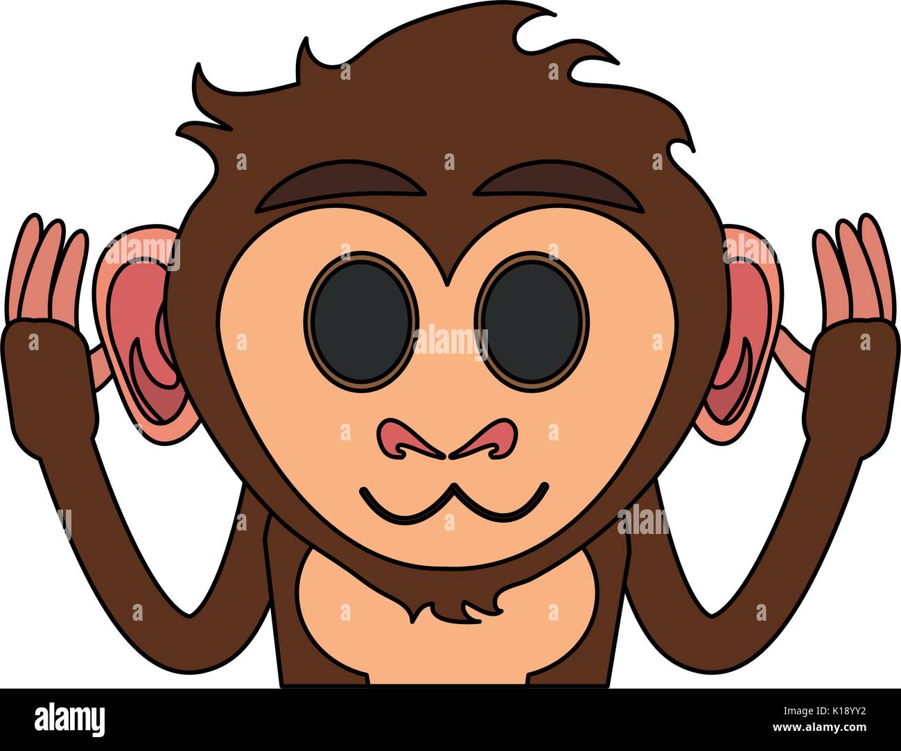 happy cute expressive monkey cartoon icon image vector illustration ...
