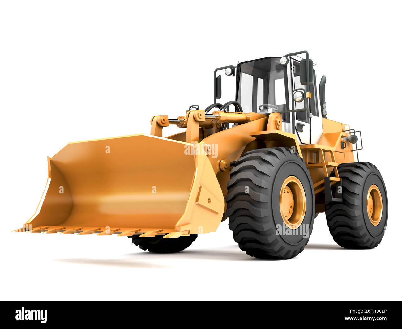 Orange hydraulic loader isolated on white background Stock Photo - Alamy