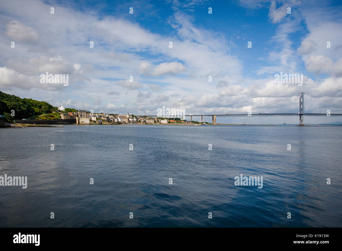 View on the Queensferry and the old Forth Road Bridge Crossing from the ...