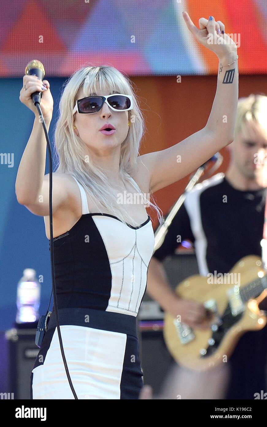 New York, USA. 25th August, 2017. Hayley Williams, Paramore on stage ...