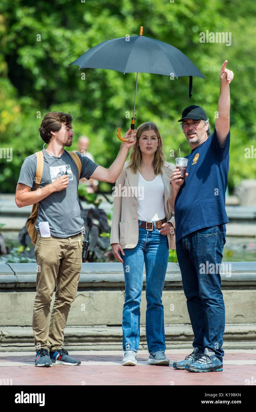 Rosamund Pike, Andrea Di Stefano, on the set of 'Three Seconds' filming ...