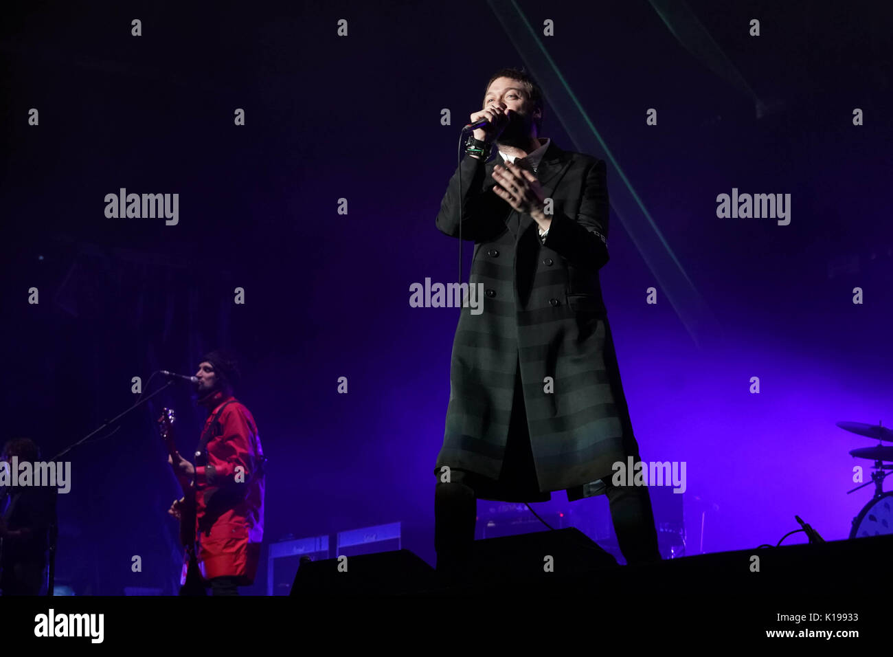 Sergio Pizzorno (left) and Tom Meighan of Kasabian performing in the ...