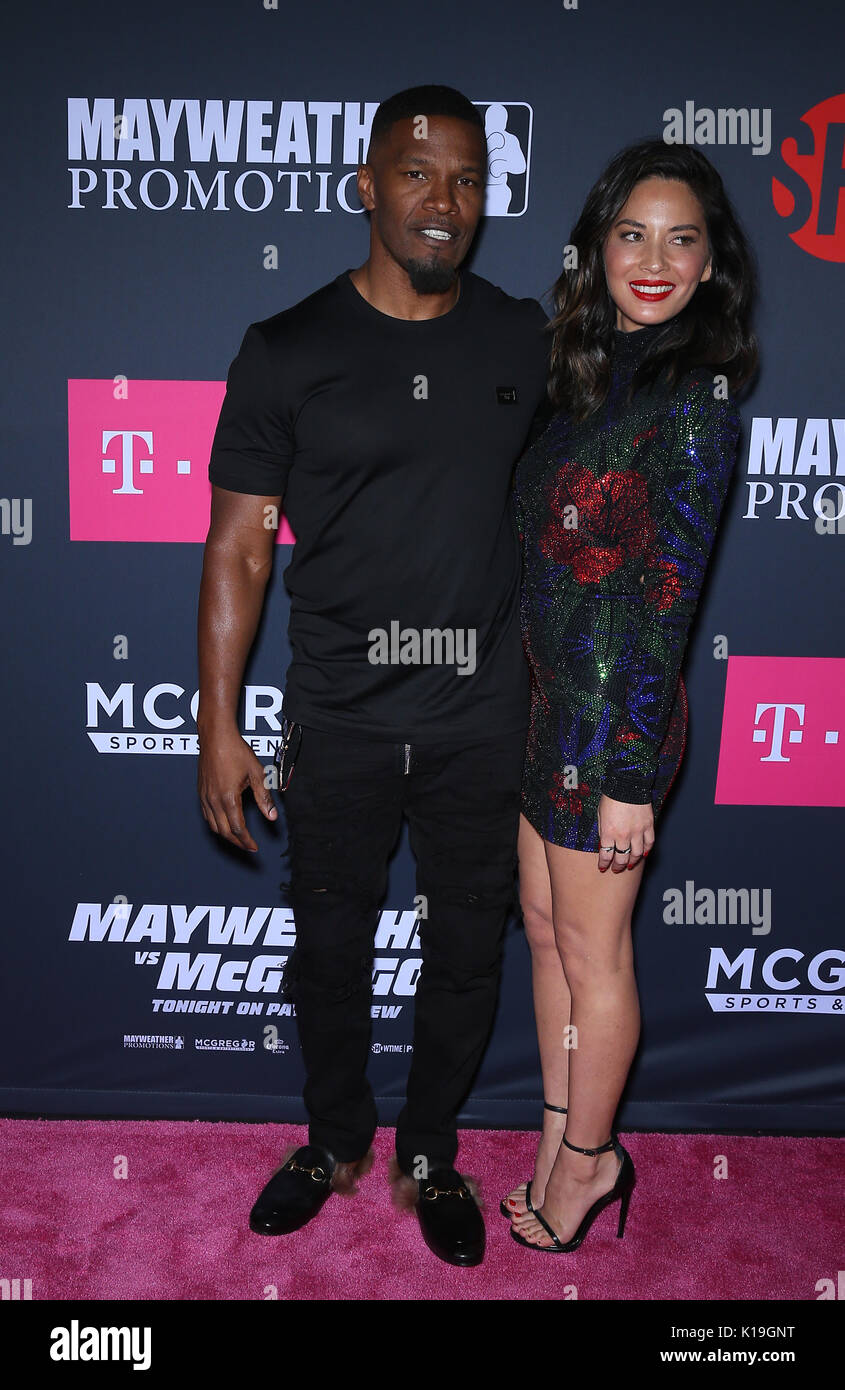 Las Vegas, NV, USA. 26th Aug, 2017. Jamie Foxx, Olivia Munn. Mayweather ...