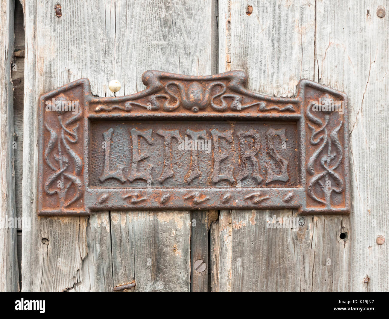 old grunge rustic letter box lettering iron rusted; England; UK Stock ...