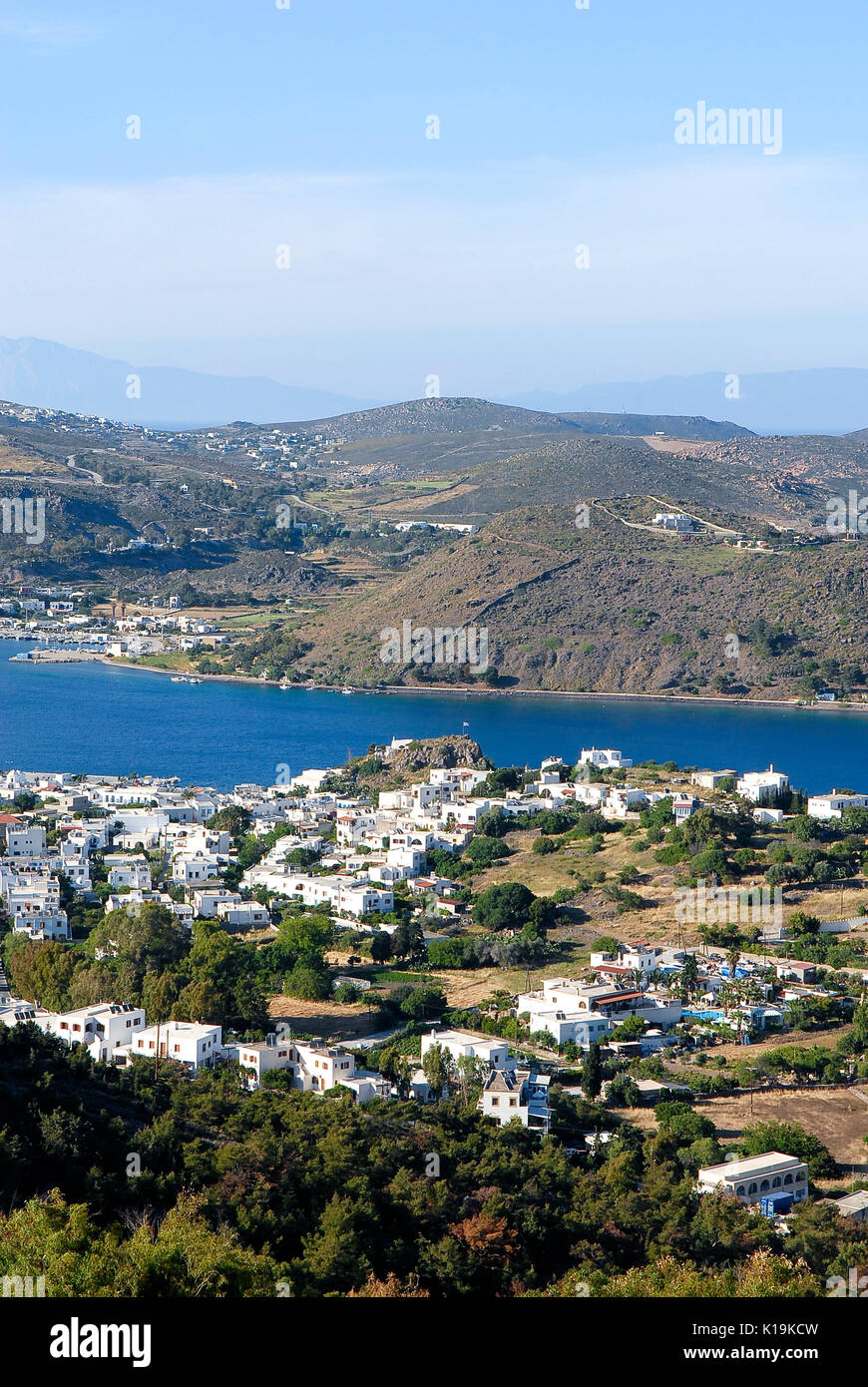 The harbor of Skala on the Island of Patmos, Greece Stock Photo - Alamy