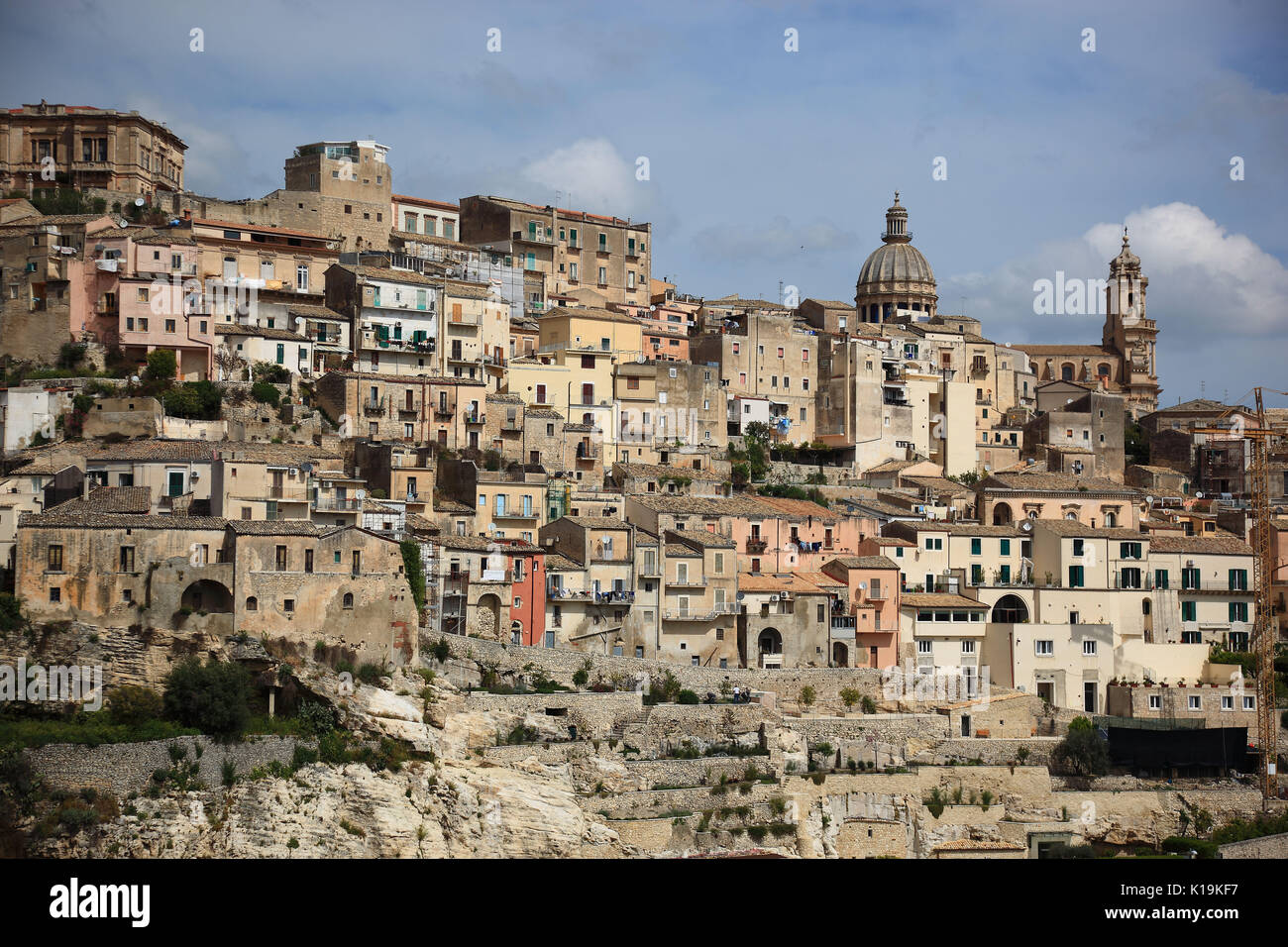 Sicily, city of Ragusa, view of a part of the houses of the old town of ...