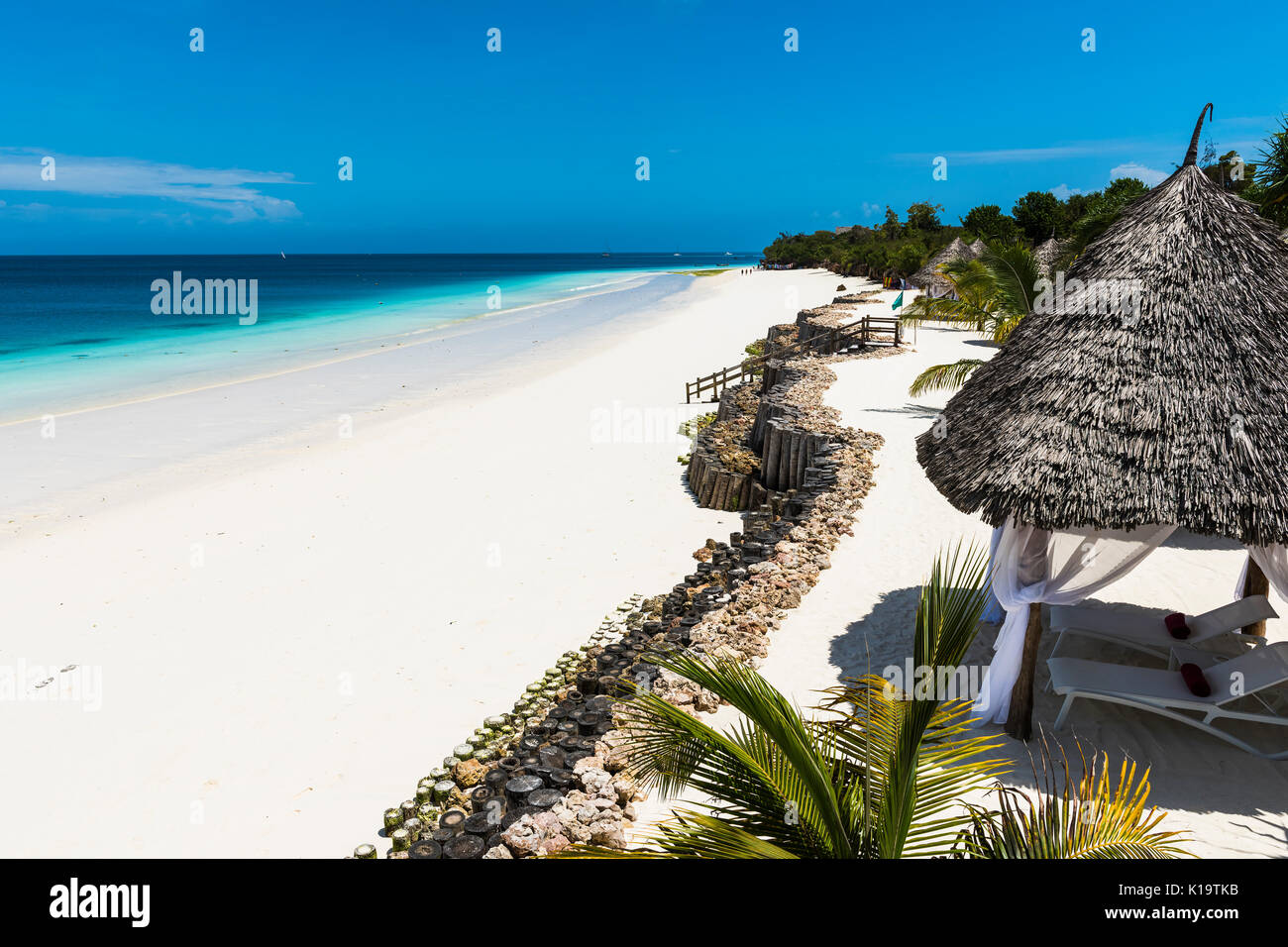 Beautiful Beach by the blue waters of the Indian ocean in Zanzibar ...