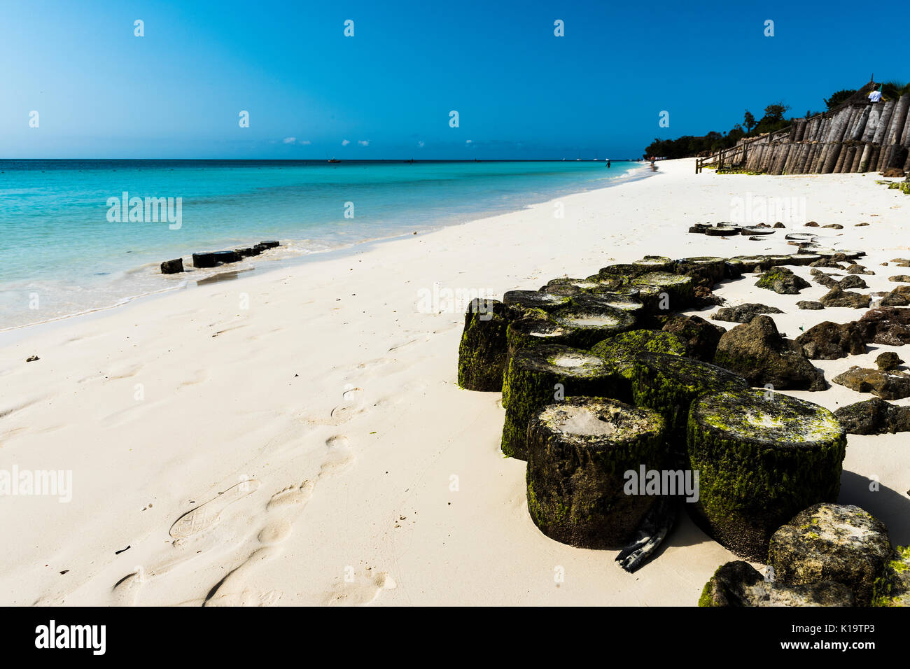 Beautiful Beach by the blue waters of the Indian ocean in Zanzibar ...