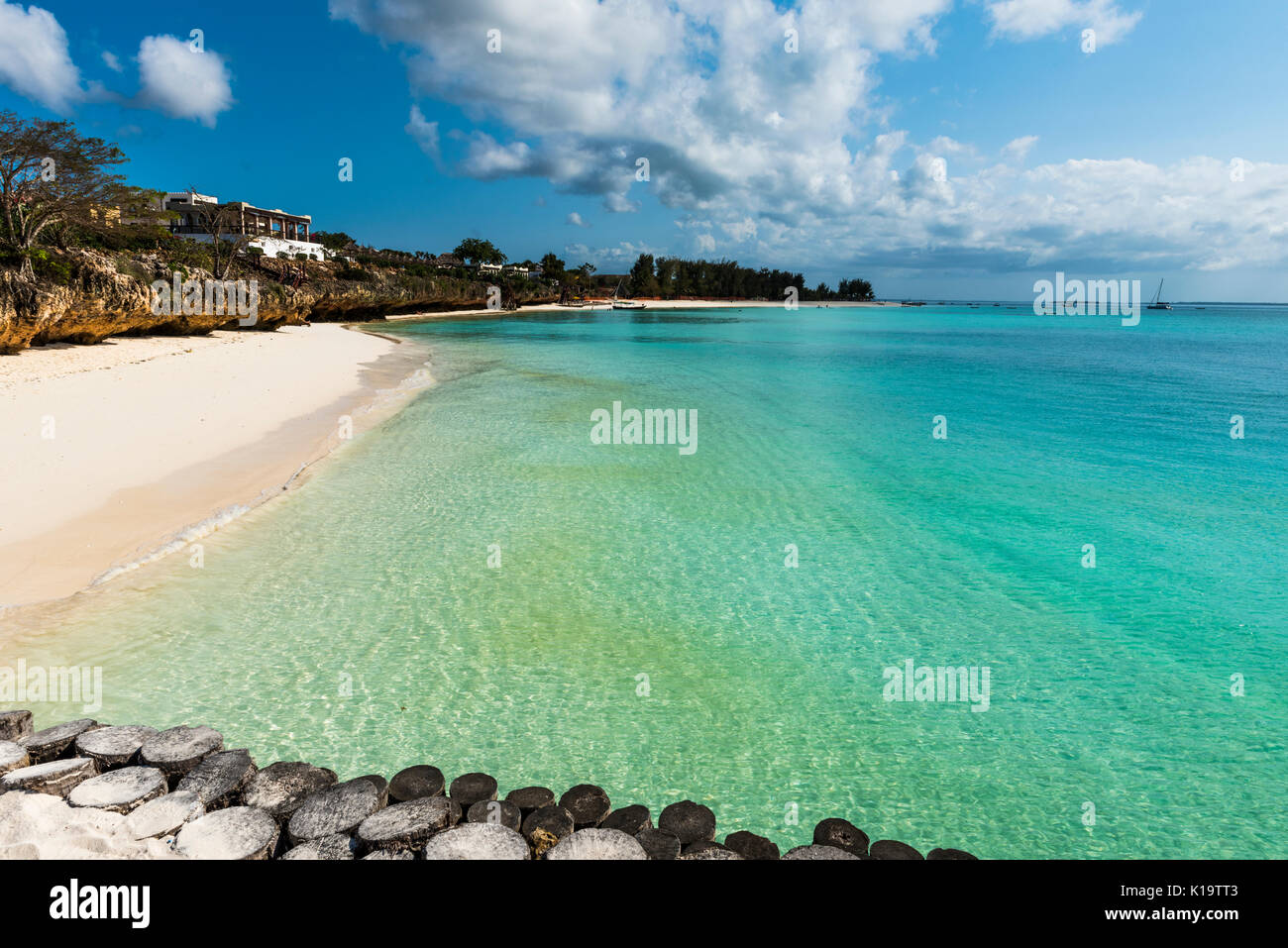 Beautiful Beach by the blue waters of the Indian ocean in Zanzibar ...