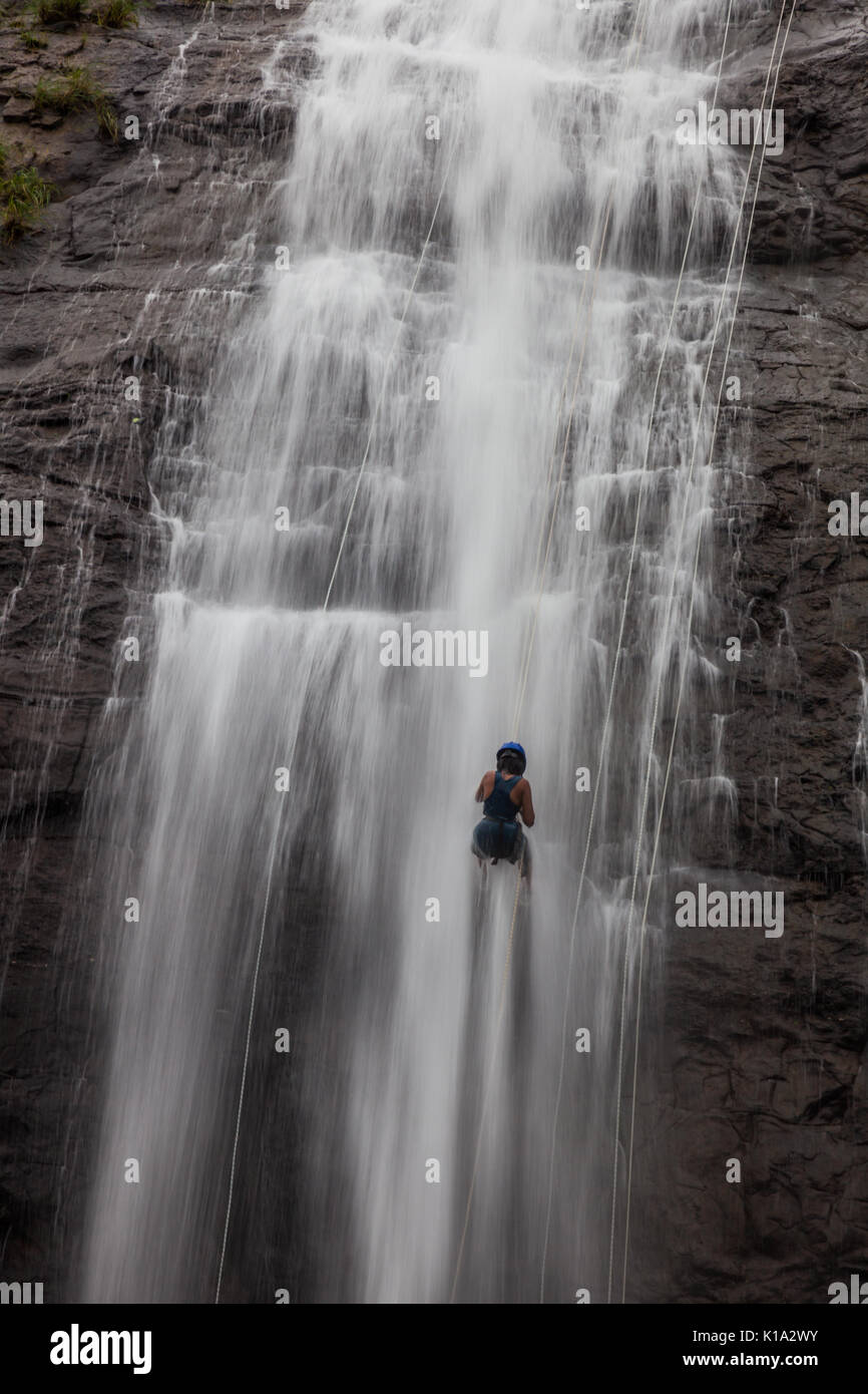 Waterfall Rappelling in the Dudhiware waterfall during monsoon near ...