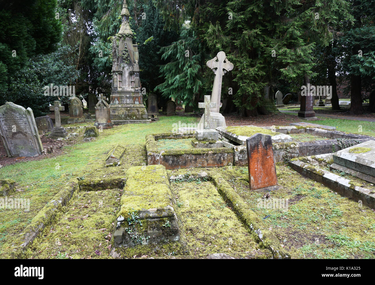 Neglected Old Weathered Victorian British Stone Gravestones, Headstones ...