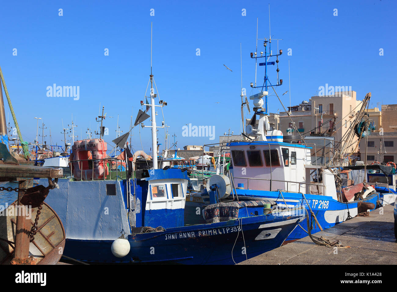 Sicily, city of Trapani, boats in the fishing port Stock Photo - Alamy