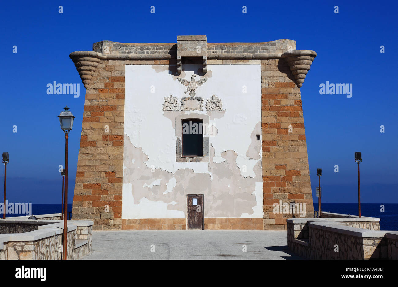 Sicily, town of Trapani, the Torre di Ligny, Ligny Tower is part of the ...