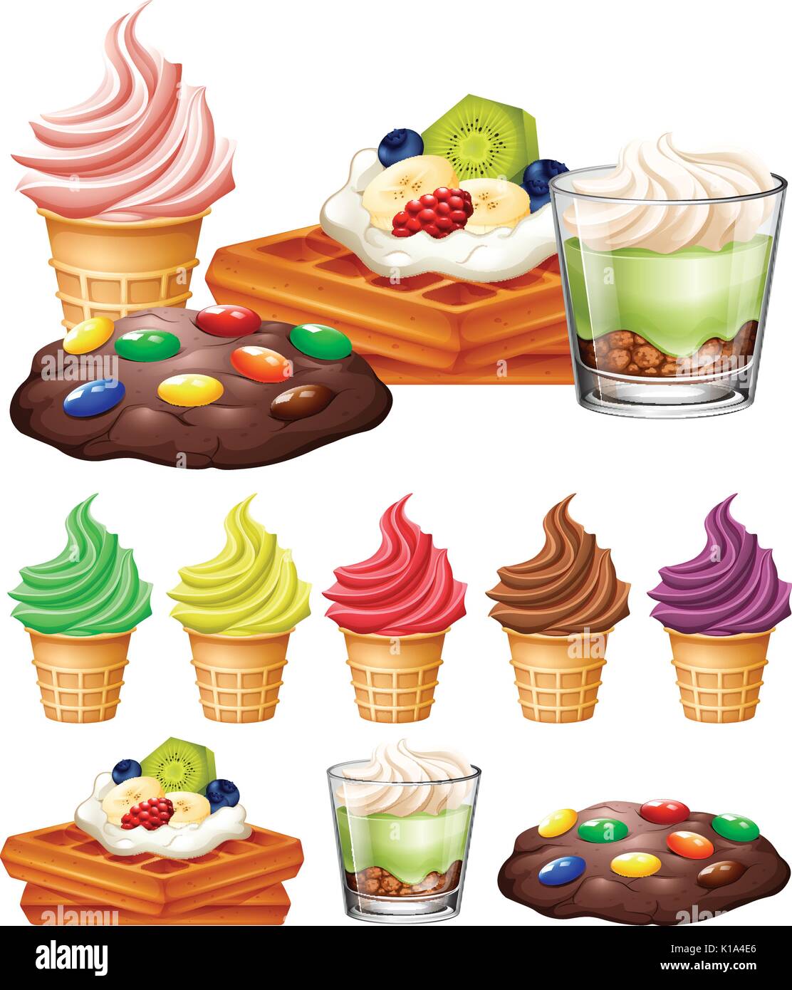 Different types of desserts illustration Stock Vector Image & Art - Alamy