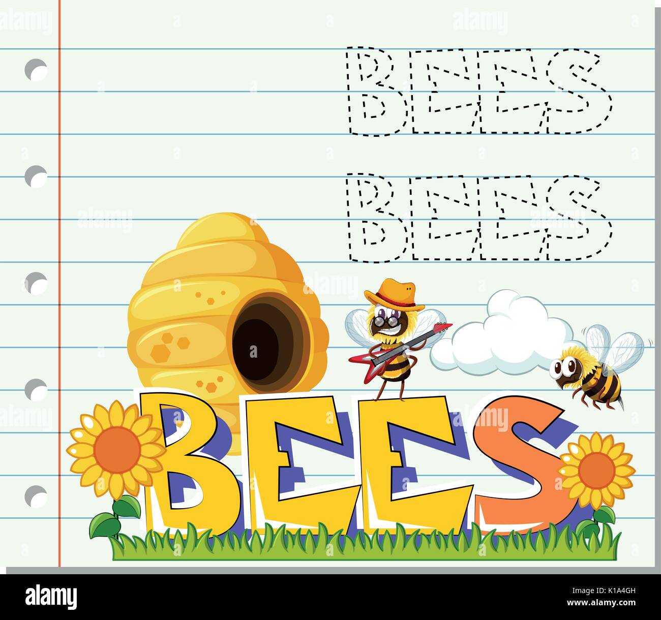 Bees flying in garden illustration Stock Vector Image & Art - Alamy