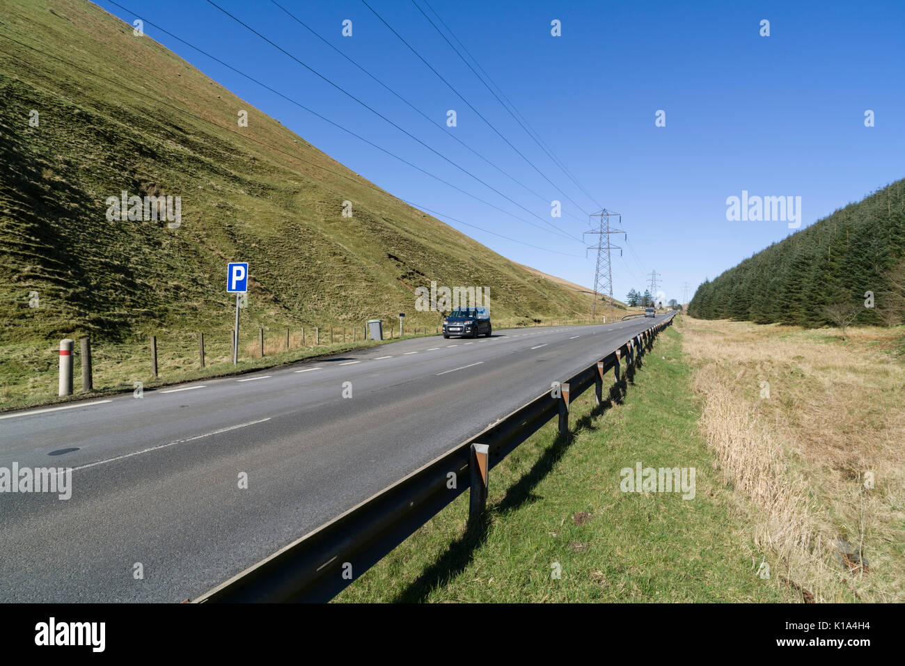 Scotland - the A7 road follows the Esk river down from the pass at ...