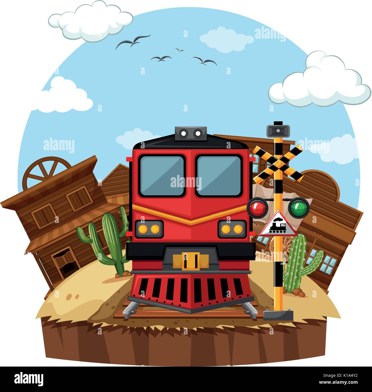 Train ride to the western town illustration Stock Vector Image & Art ...