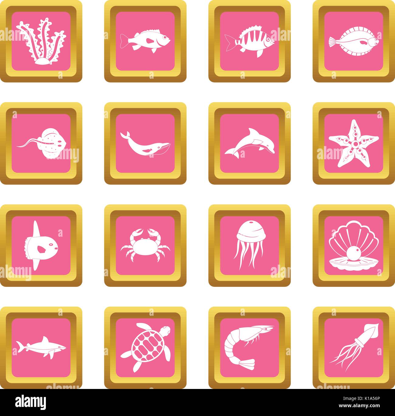 Sea animals icons pink Stock Vector Image & Art - Alamy