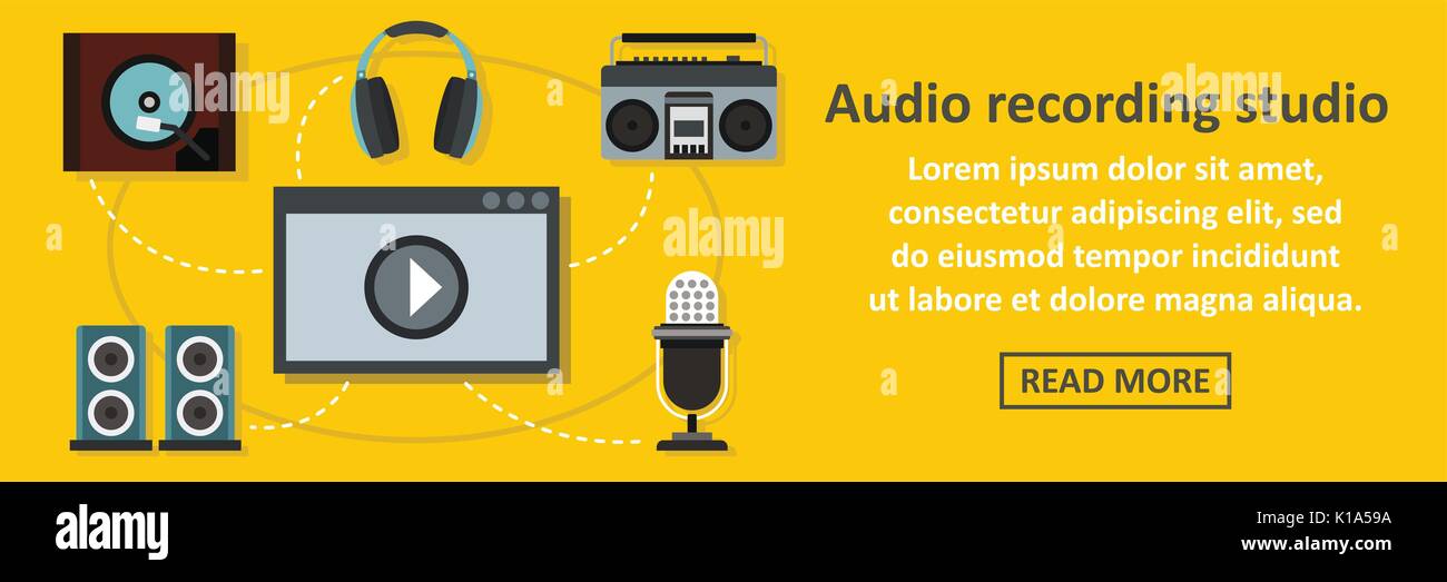 Audio recording studio banner horizontal concept Stock Vector Image ...