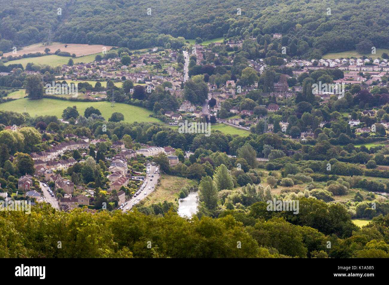 View of Batheaston in foreground and Bathford in background, Somerset ...