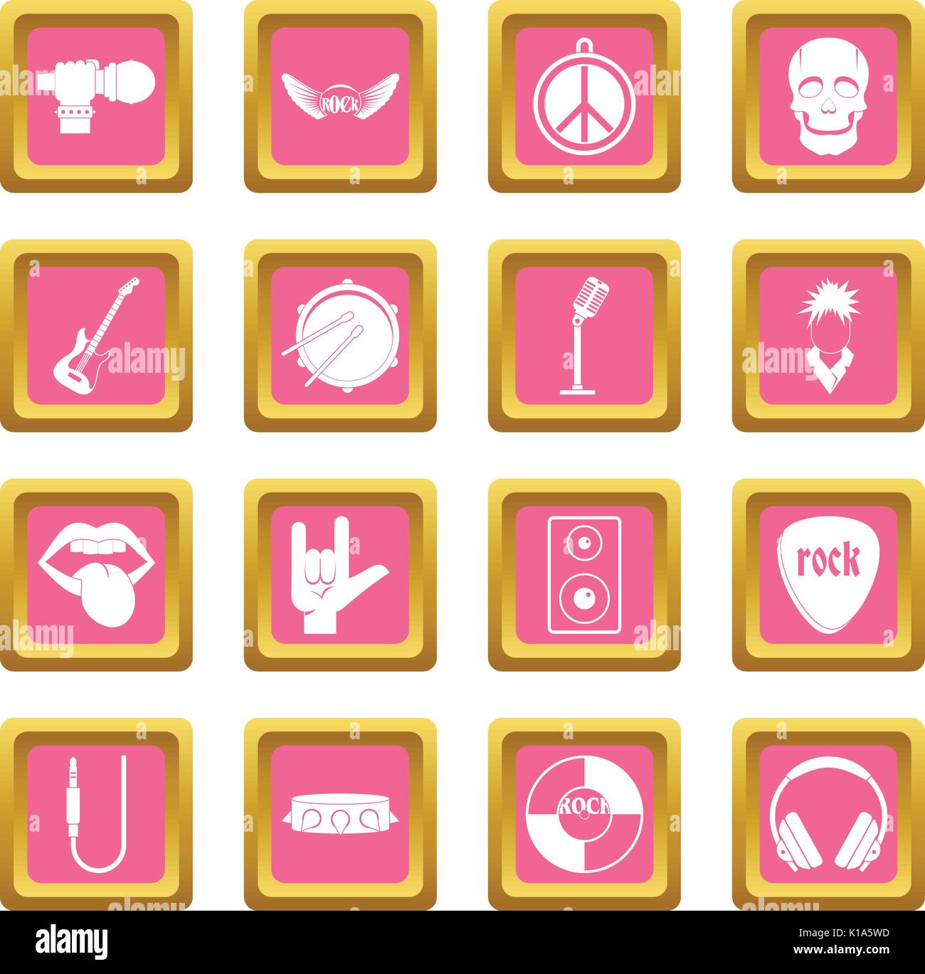 Rock music icons pink Stock Vector Image & Art - Alamy