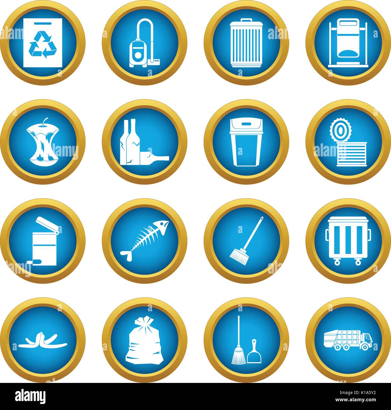 Garbage thing icons blue circle set Stock Vector Image & Art - Alamy