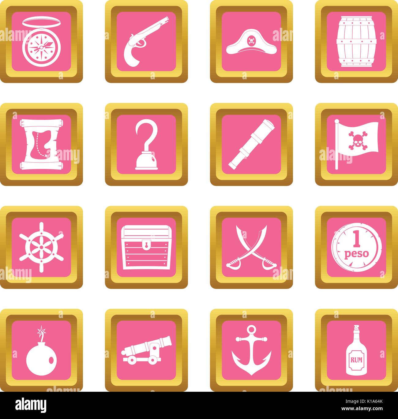 Pirate icons pink Stock Vector Image & Art - Alamy