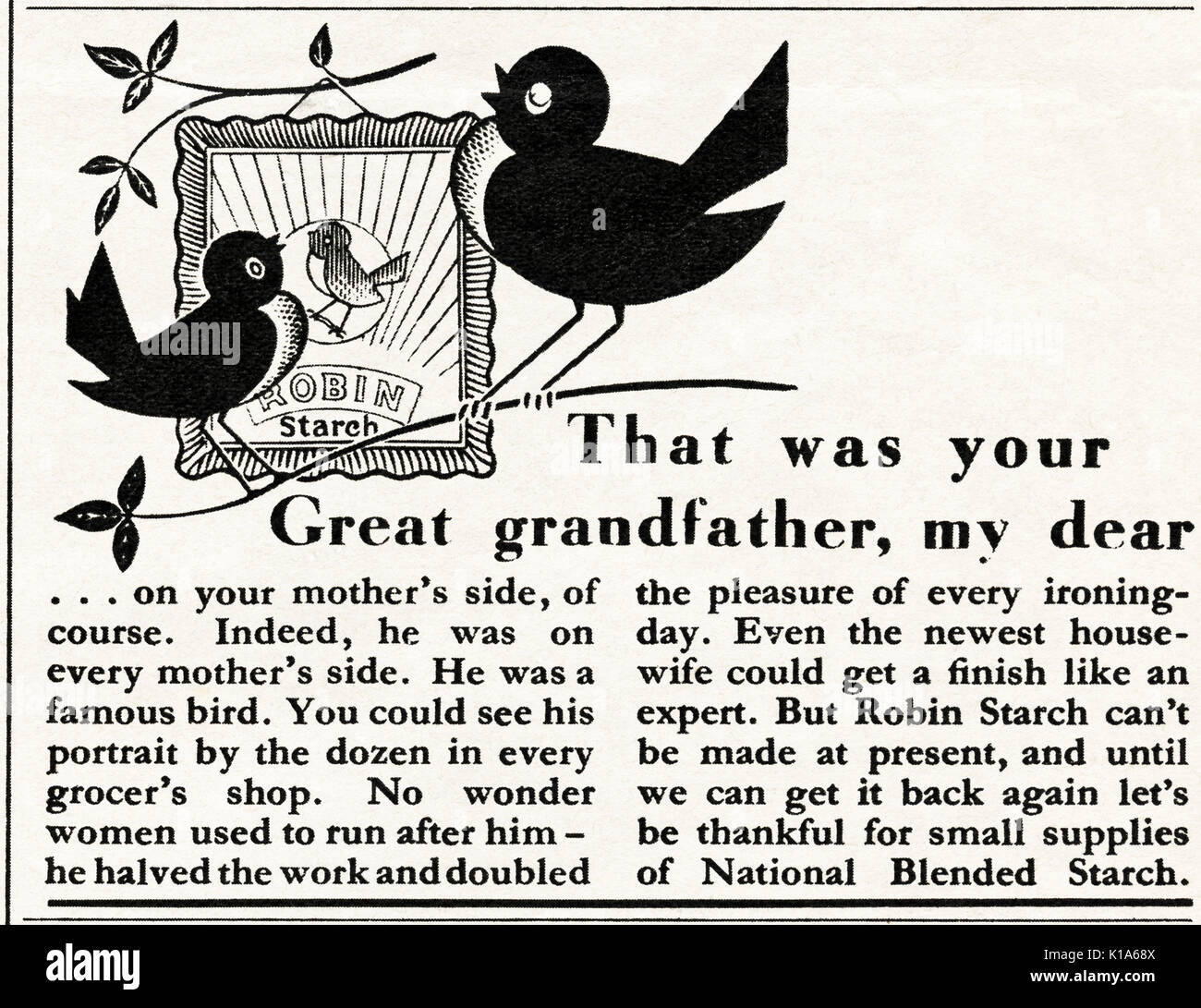 1940s old vintage original advert advertising Robin Starch in magazine ...