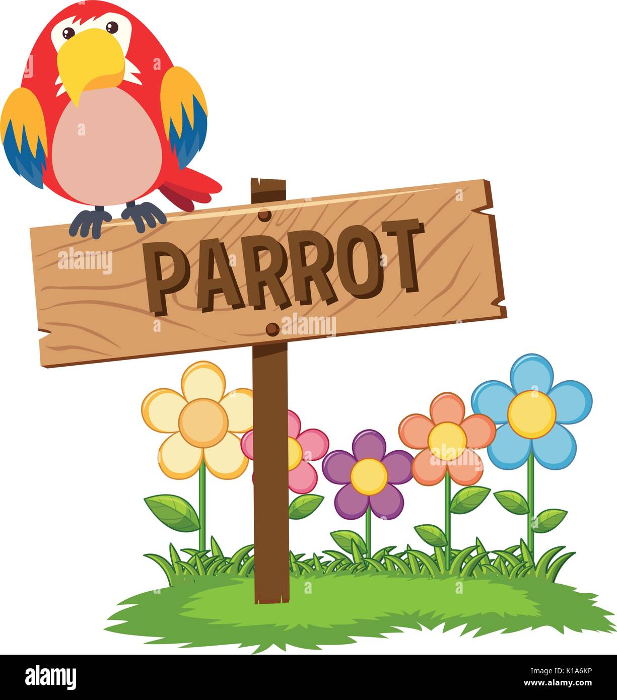 Red parrot on wooden sign illustration Stock Vector Image & Art - Alamy