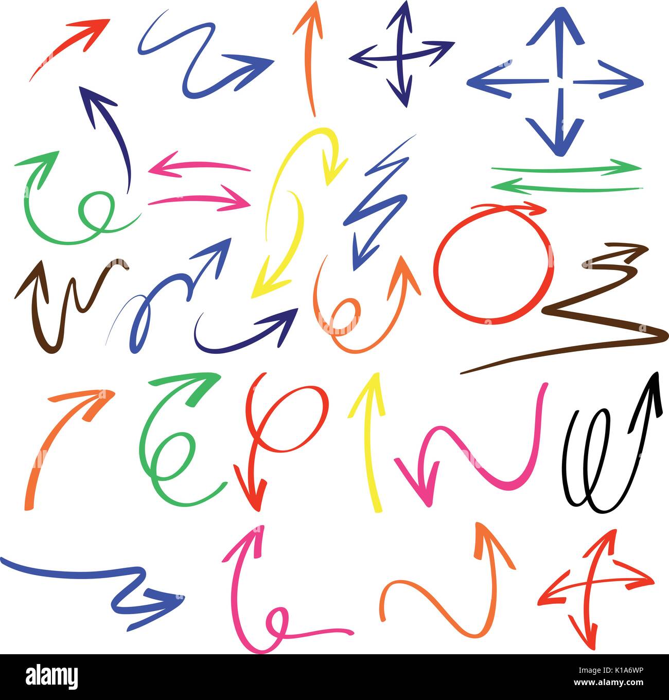 Doodle arrows in different colors illustration Stock Vector Image & Art ...