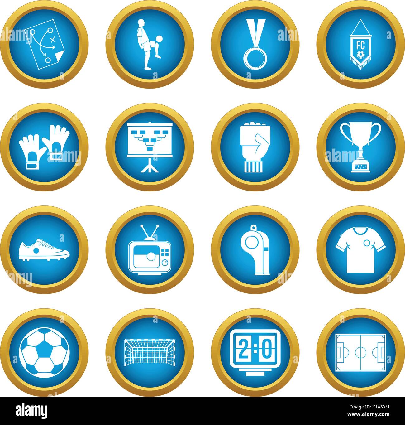 Soccer football icons blue circle set Stock Vector Image & Art - Alamy