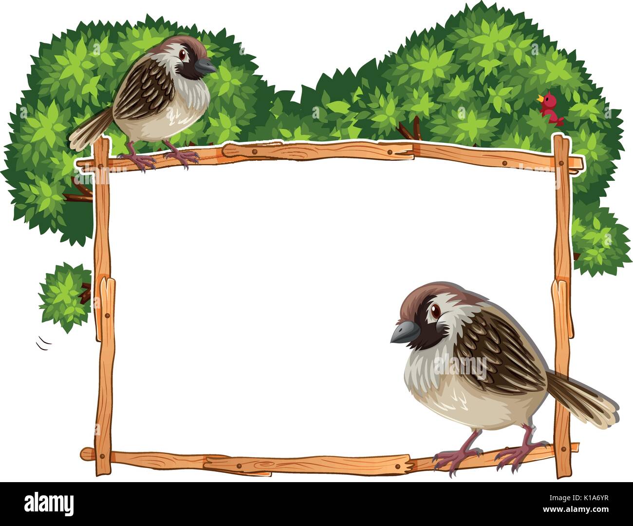 Frame template with two sparrows illustration Stock Vector Image & Art ...